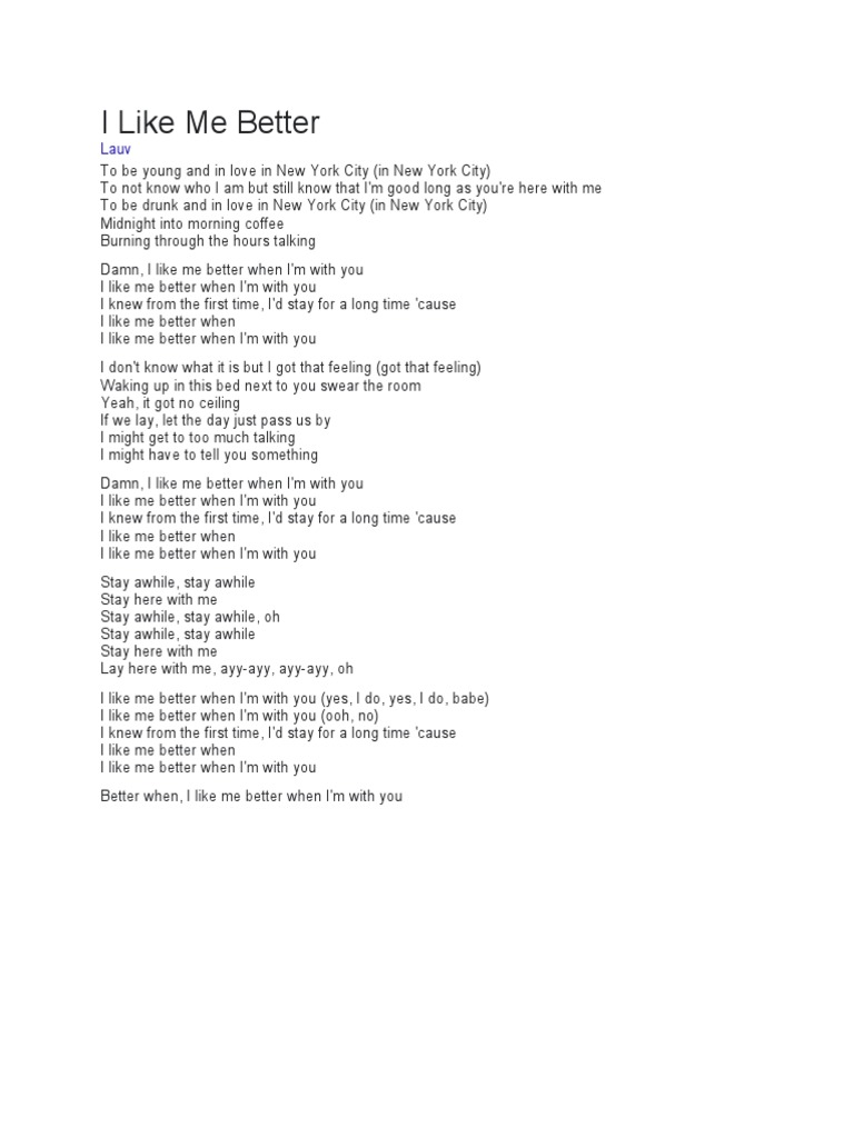 I Like Me Better: Lauv Lyrics | PDF