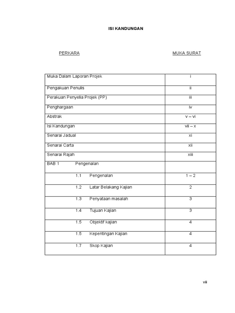 Isi Kandungan 2 Contoh | PDF