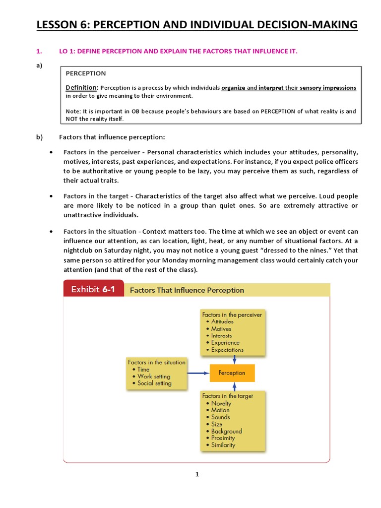 TOPIC 6 - Perception and Individual Decision-Making | Download Free PDF | Decision Making ...