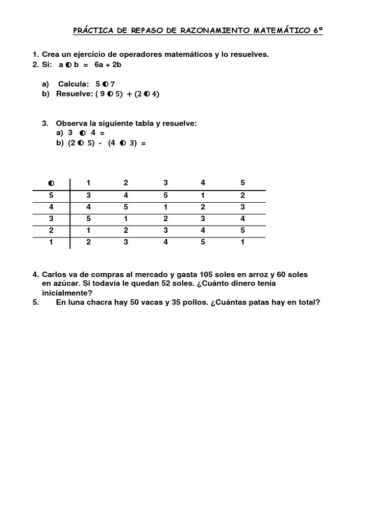 6º Práctica de Repaso RM | PDF