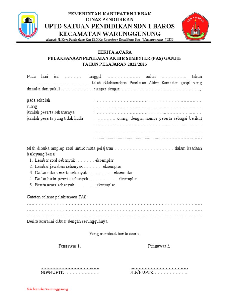 Contoh Berita Acara Pelaksanaan PAS | PDF