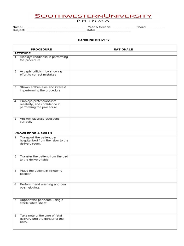 HANDLING DELIVERY Rationale | PDF