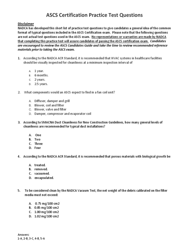 ASCS Certification Practice Questions | PDF