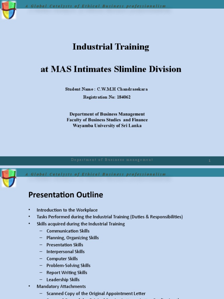 Industrial Training at MAS Slimline | PDF | Behavioural Sciences | Business