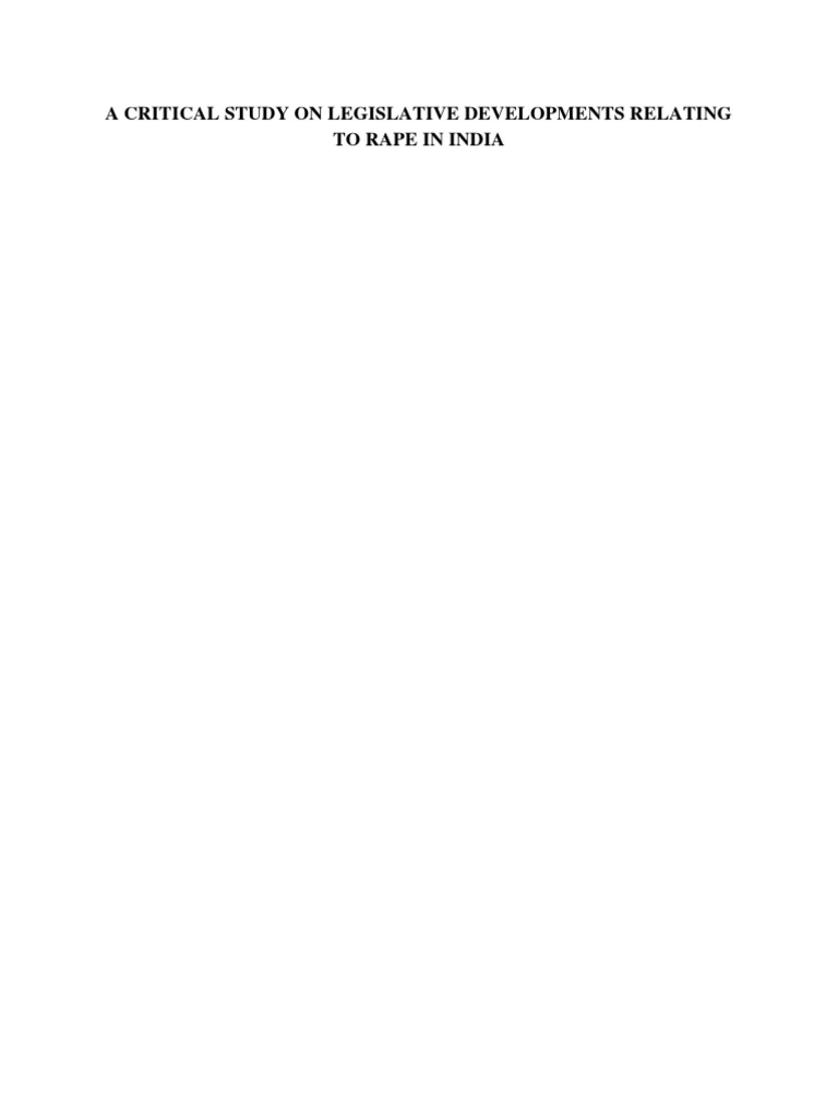 Legislative Developments on Rape in India | PDF | Social Science