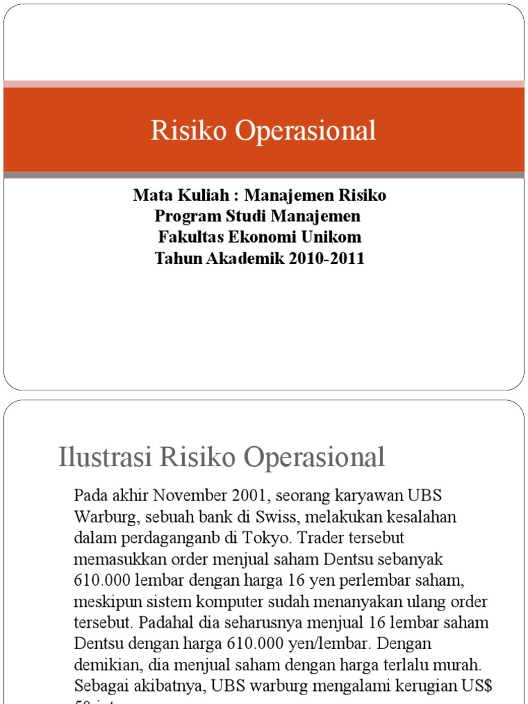 Risiko Operasional di Manajemen | PDF | Bisnis