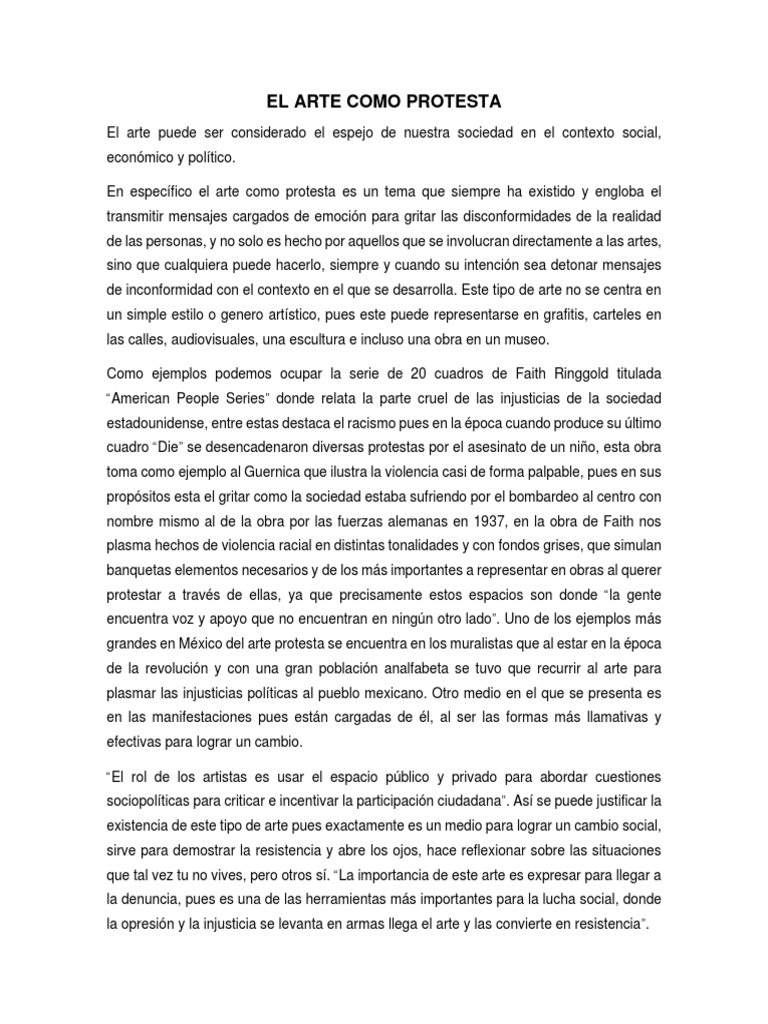 Arte como herramienta de protesta | PDF | México | Violencia