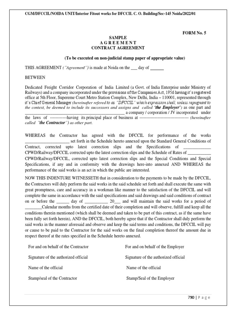 DFCCIL Noida Interior Fitout Agreement | PDF