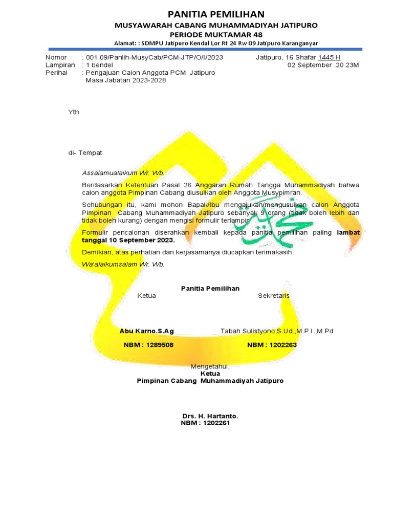 Pengajuan Calon Anggota PDM Karanganyar FINAL | PDF