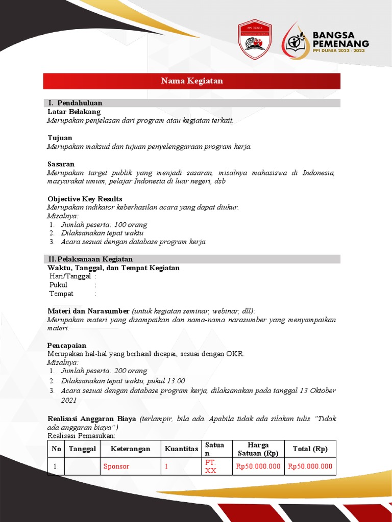 Template LPJ Kegiatan | PDF