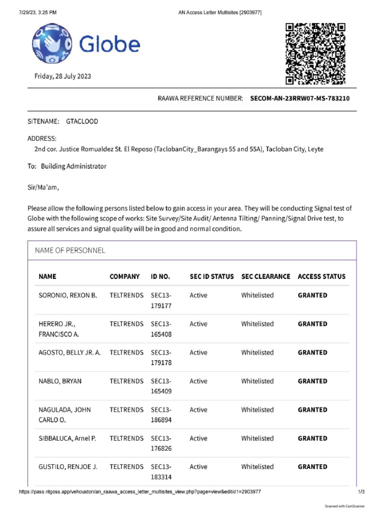 Access Letter - Gtaclood | PDF