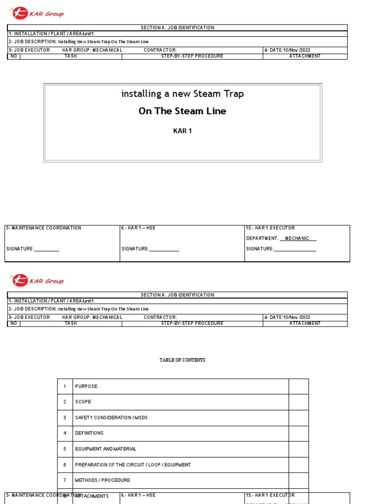 Method OF Statement Put Blinds For Tube and Shell Side On E-202 | PDF | Personal Protective ...