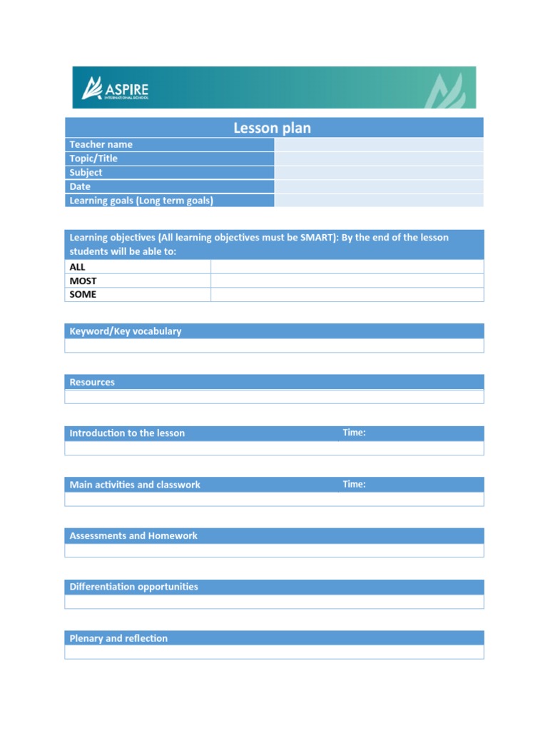 Lesson Plan Template 2024 | PDF