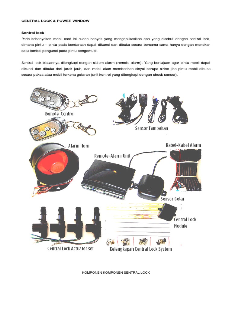 Panduan Sentral Lock dan Power Window | PDF