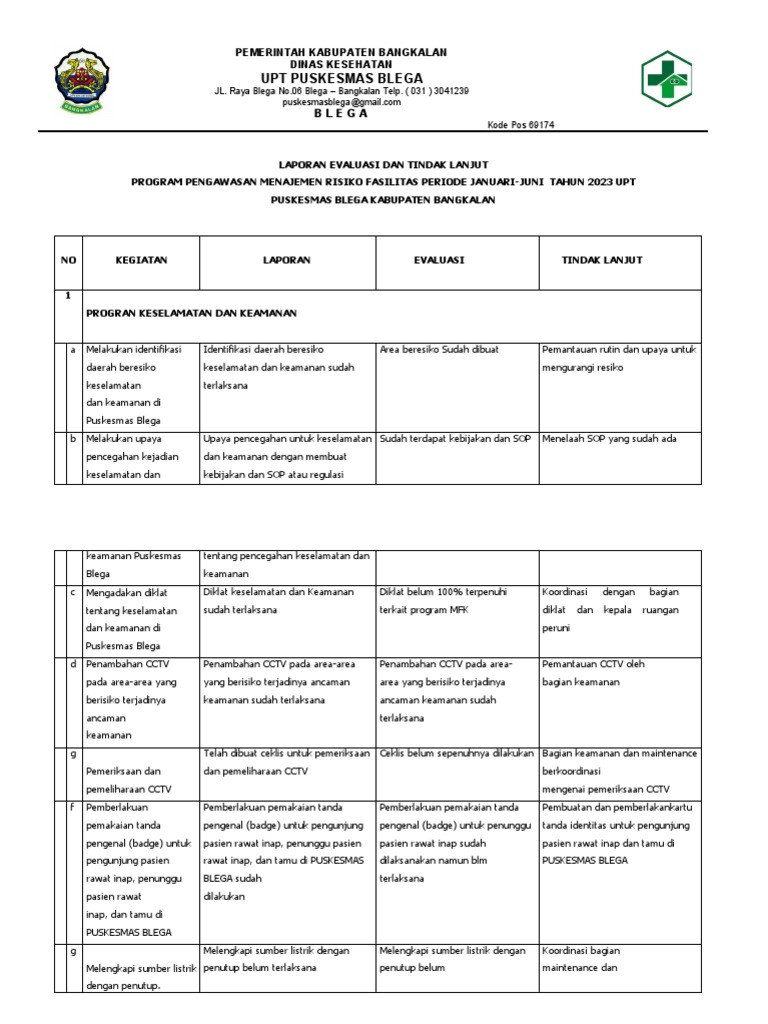 Laporan Evaluasi Dan Tindak Lanjut Program MFK Rsud Cililin | PDF