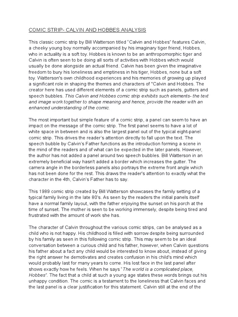 Comic Strip - Calvin and Hobbes Analysis | PDF