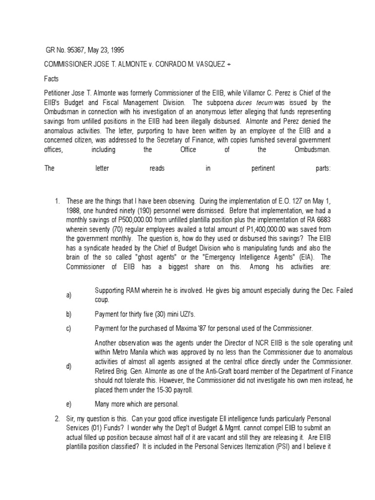 Doctrine of Executive Privilege (Case Digest) | PDF