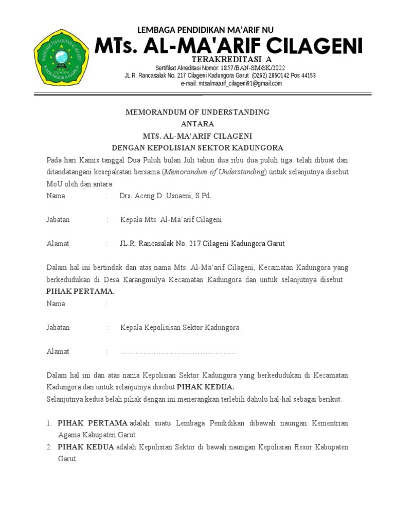 Mou Dengan Kepolisian | PDF