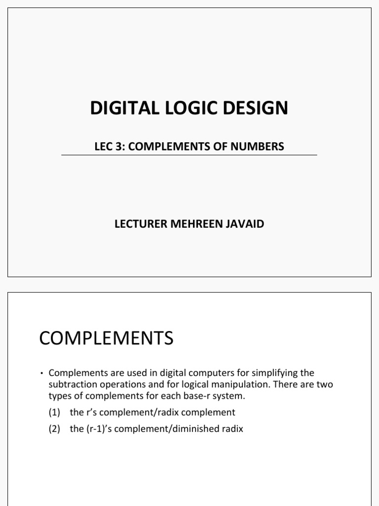 Lec 3 Complements of Numbers | PDF