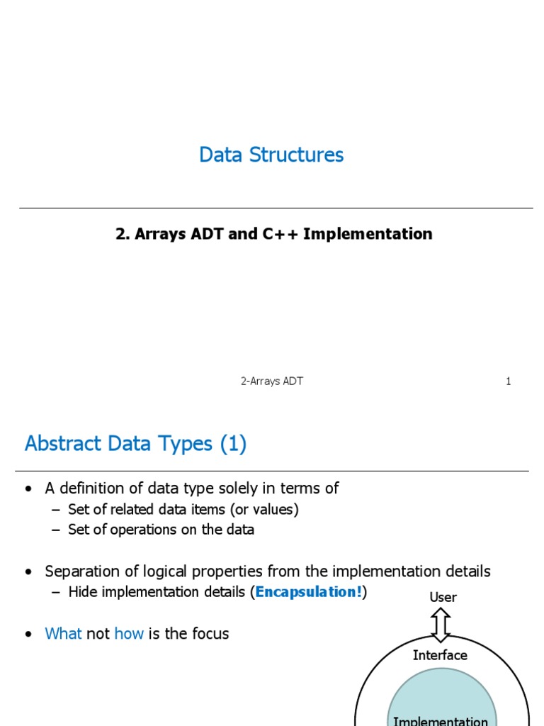 Lecture 2 - Arrays ADT | PDF | Data Type | C (Programming Language) Lecture 2 - Arrays ADT | PDF | Data Type | C (Programming Language)