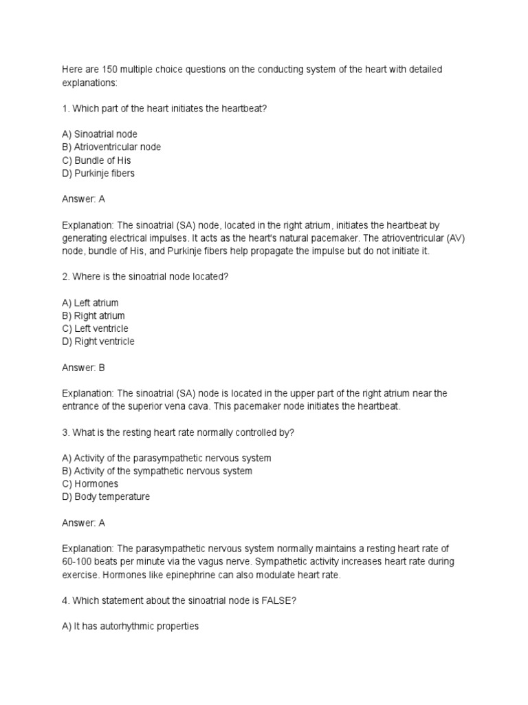 Mcq-Heart Conducting System | PDF | Heart Rate | Heart