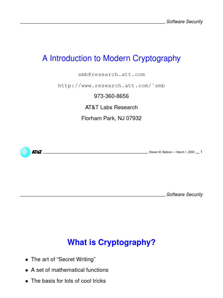 A Introduction To Modern Cryptography | PDF | Cryptography | Encryption