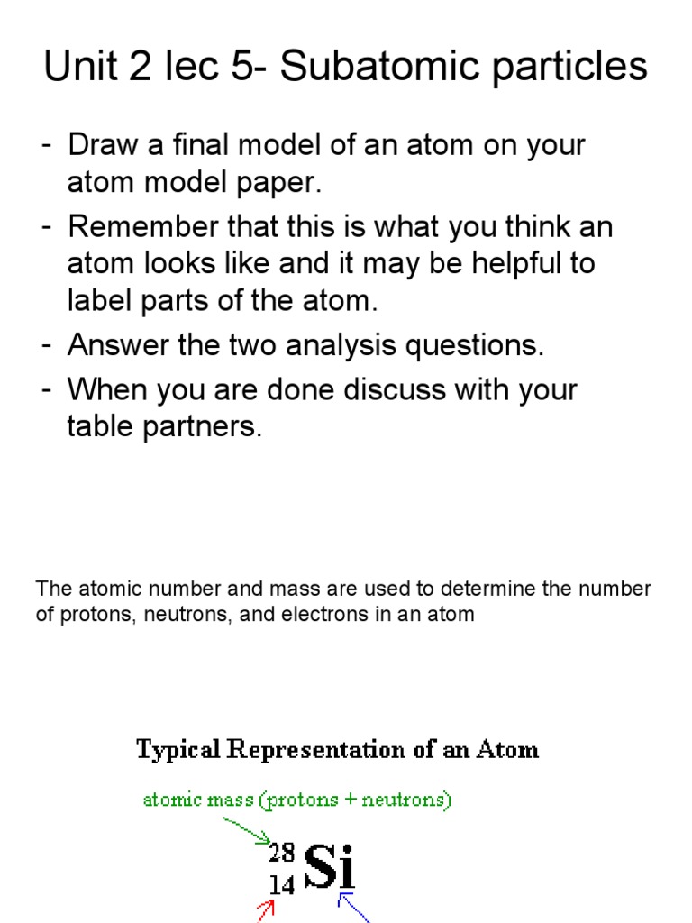 2014 Unit2 Lec5 Subatomic Particles | PDF | Isotope | Atoms