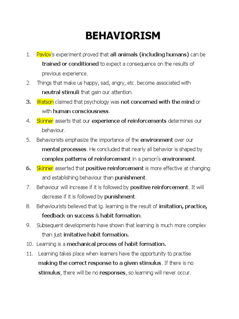 Behaviorism Answer | PDF | Behaviorism | Reinforcement
