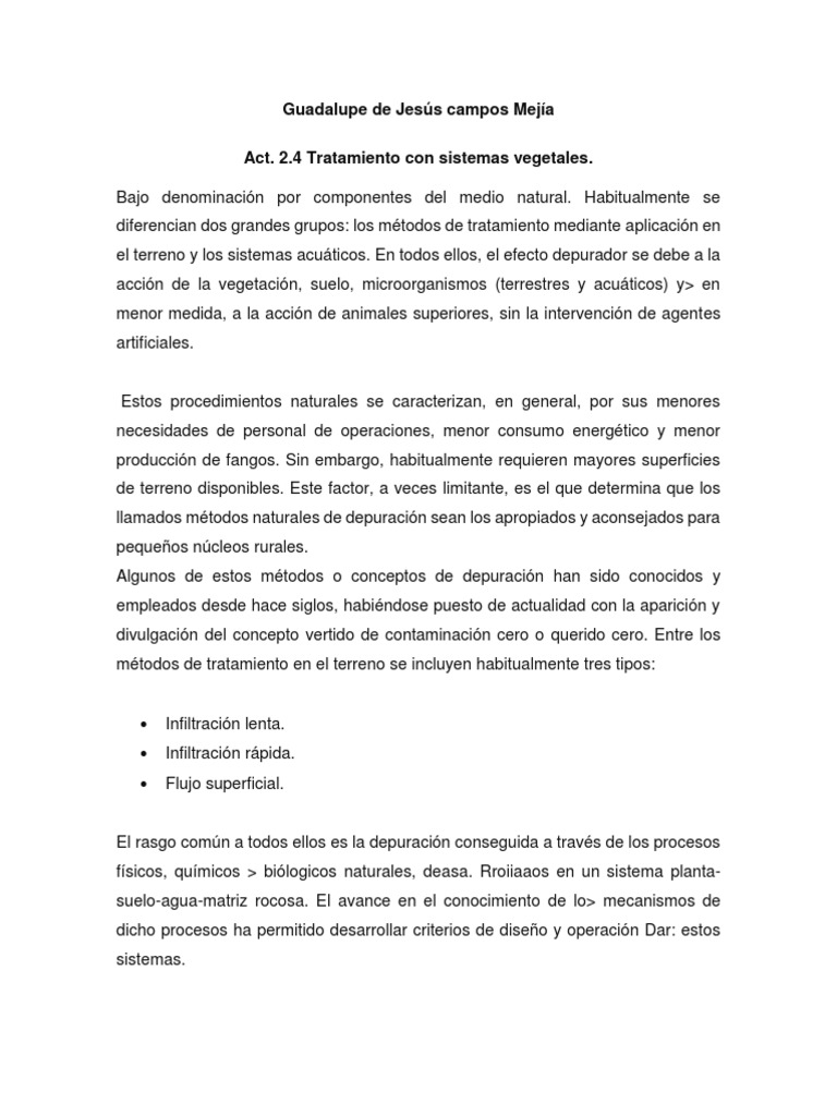 Act. 2.4 Tratamiento Con Sistemas Vegetales. | PDF