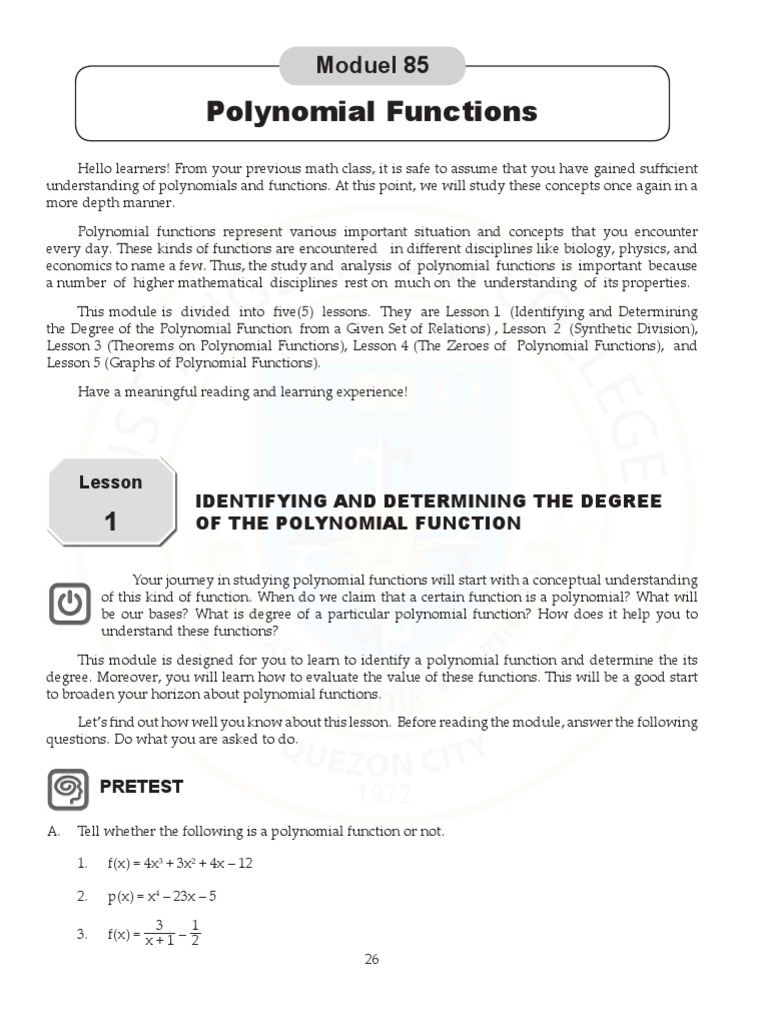 B1 - Math YS11 M85 (1) Bea | PDF | Polynomial | Function (Mathematics)