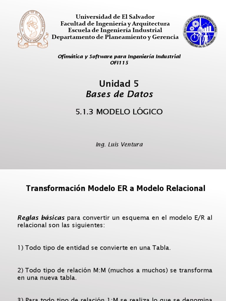 5.1.3-Transformar Modelo E-R - A - Modelo Lógico | PDF | Base de datos relacional | Matemáticas ...