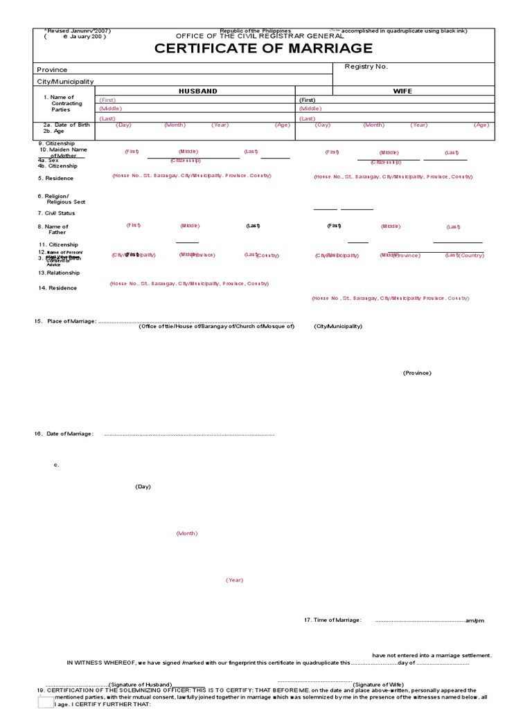 Certificate of Marriage | Download Free PDF | Affidavit | Marriage