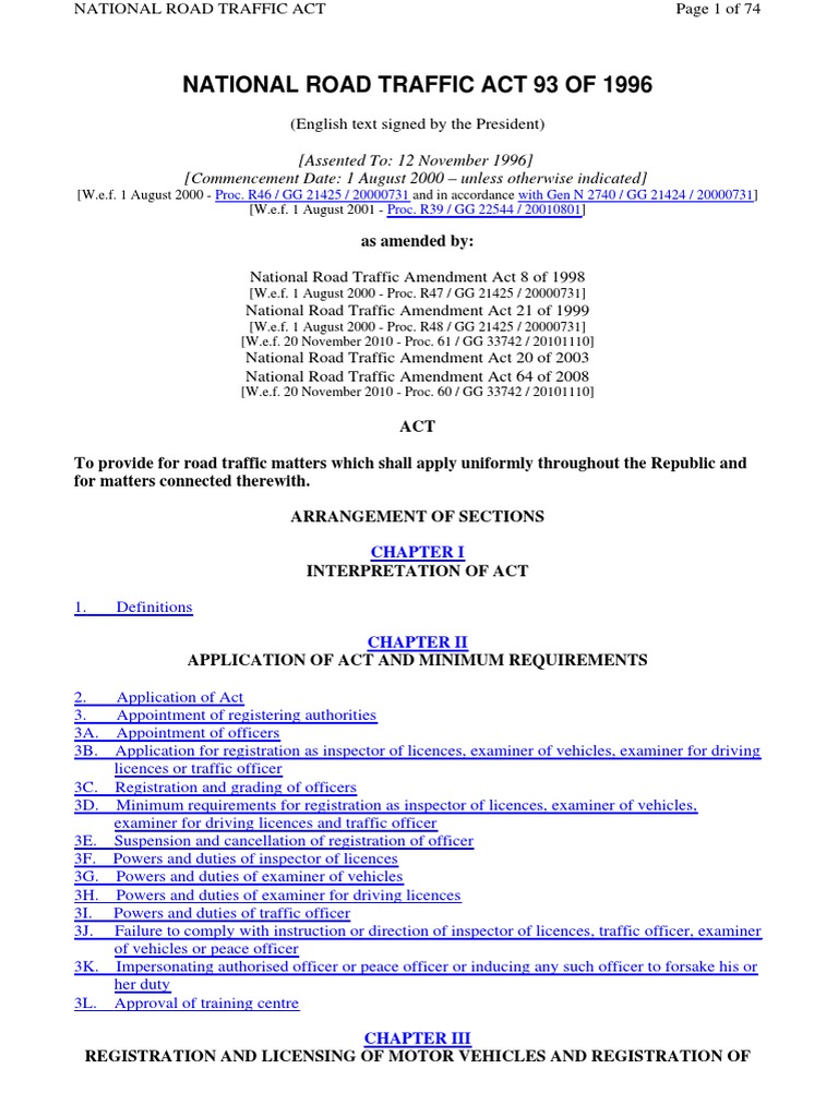 National Road Traffic Act & Regulations | PDF | Driver's License ...