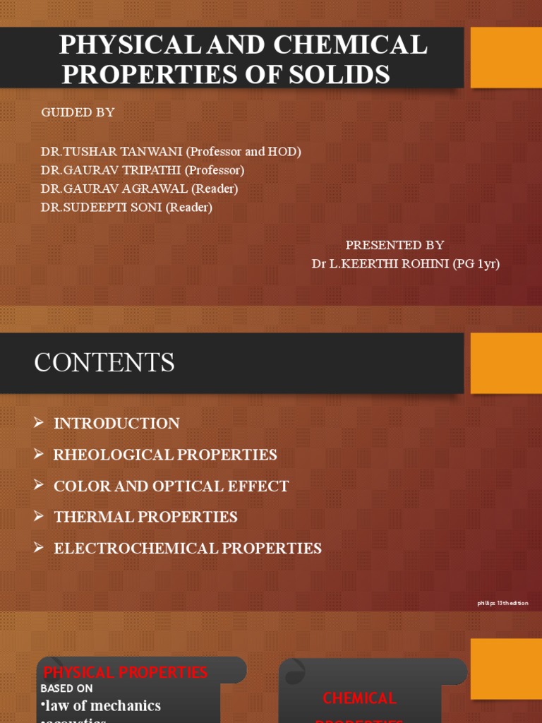 Seminar 1 Physical Chemical Properties of Solids | PDF