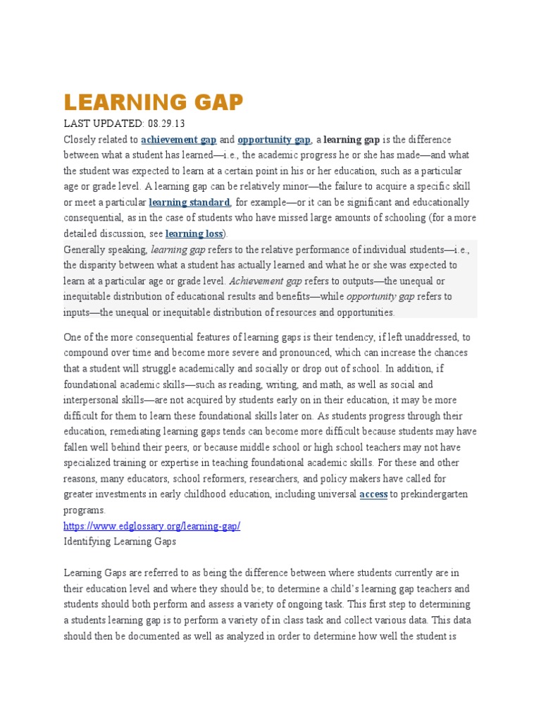 Learning Gap | PDF | Learning | Teachers