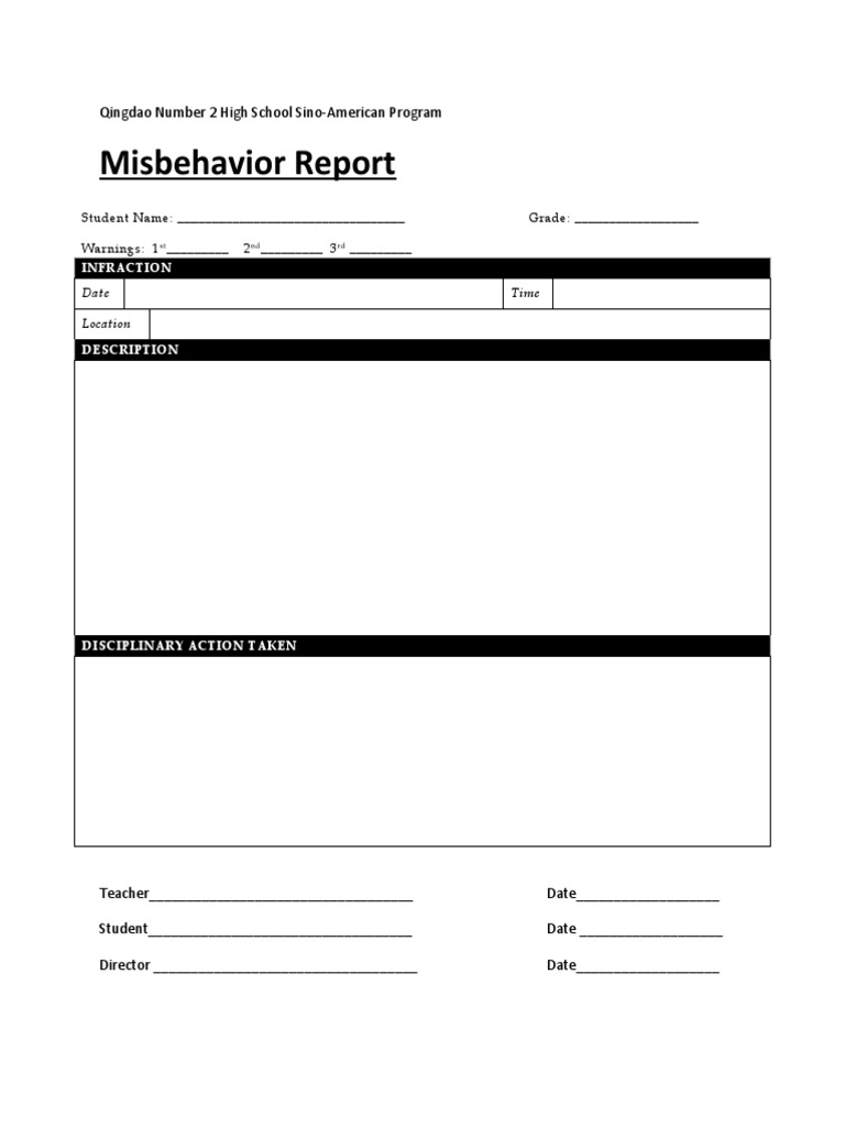 Misbehavior Report | PDF