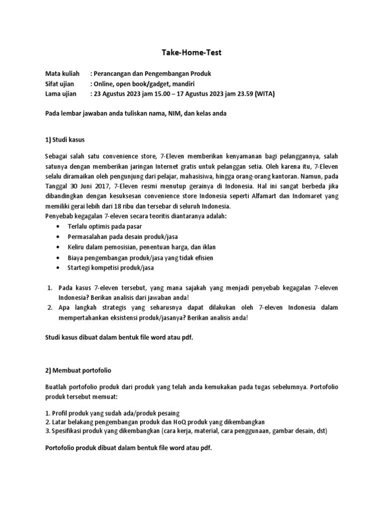 Take Home Test | PDF