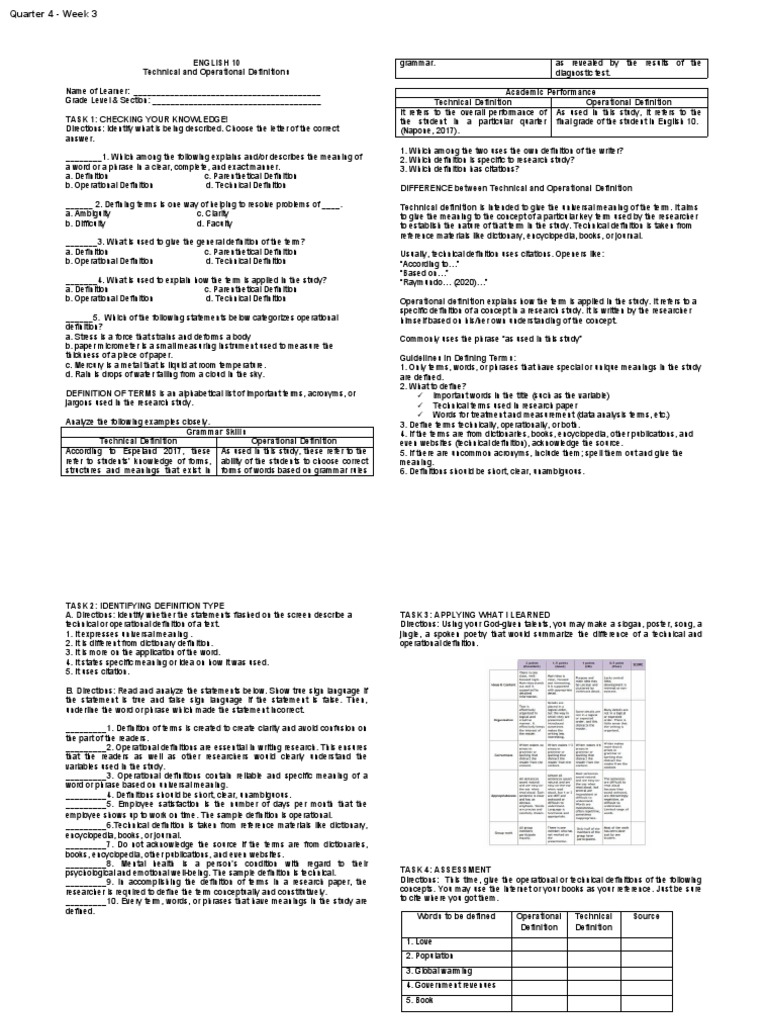 G10 Week3 | PDF | Definition | Word
