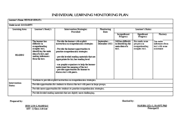 ILMP | PDF | Reading Comprehension | Education Theory