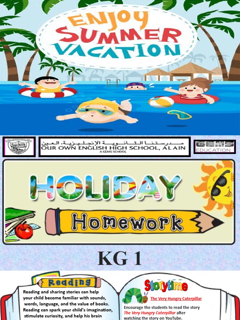 KG1 Summer Holiday Homework 2023-24 | PDF