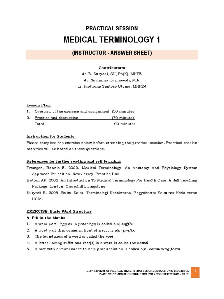 1 - Kunci Jawaban PS Medical Terminology 1 vg2ZY JQZ | PDF ...