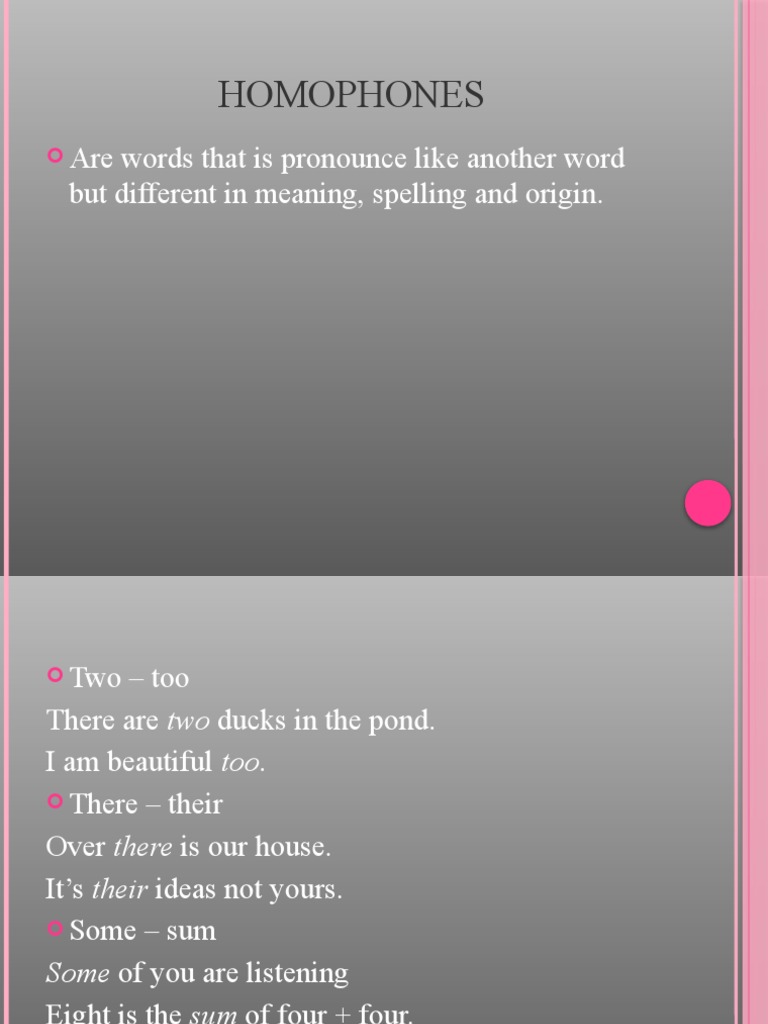 Homophones for Language Learners | PDF | Language Arts & Discipline ...