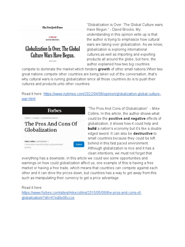 Globalizationassignment | Download Free PDF | Globalization | Trade