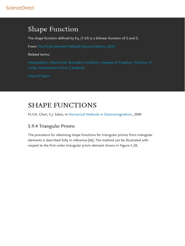Shape Function | PDF | Finite Element Method | Matrix (Mathematics)