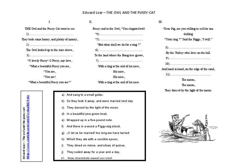 CT - w08 - Task01 The Owl and The Pussy-Cat | PDF | Poems | Children's ...