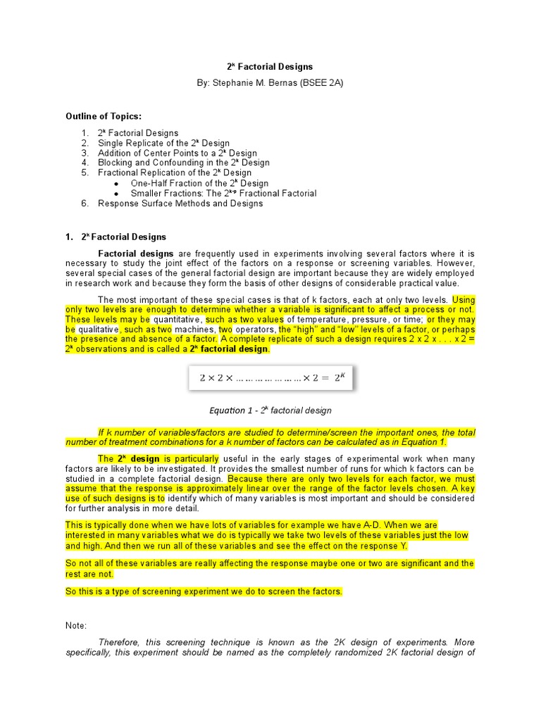 2k Factorial Design | PDF | Errors And Residuals | Regression Analysis