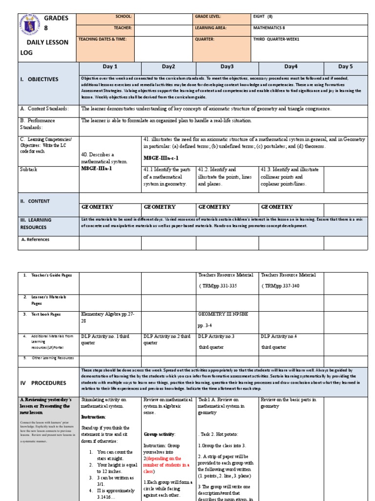 8 Q3 Week#1 5 | PDF | Line (Geometry) | Axiom