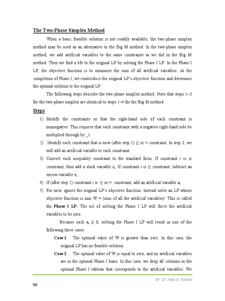 The Two-Phase Simplex Method: Case 1 | PDF | Mathematical Optimization ...