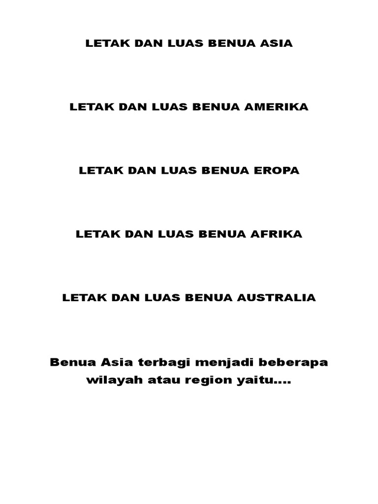 Letak dan Luas Benua Asia | PDF