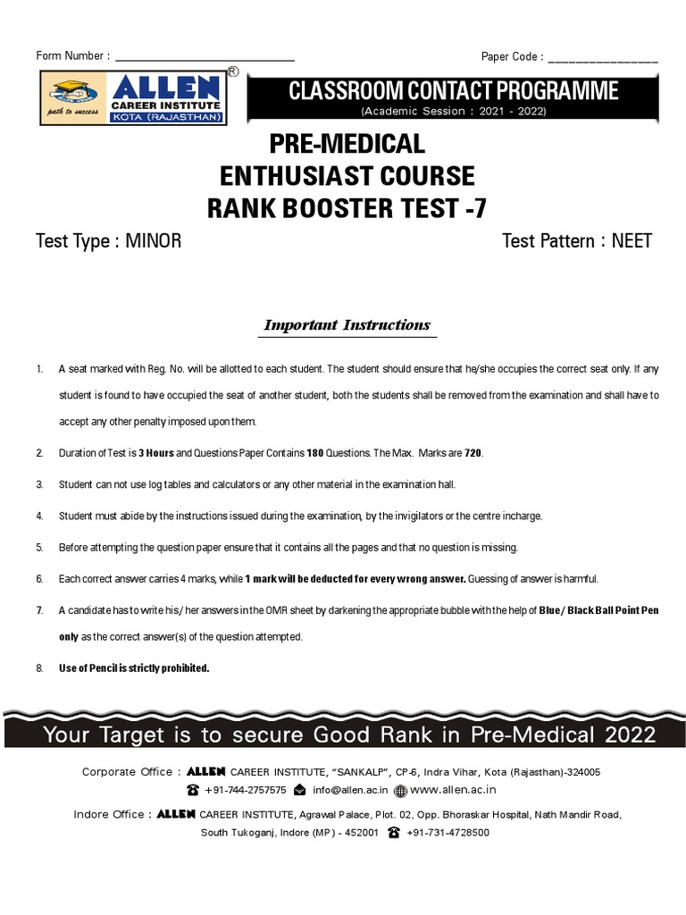 Paper SRG - 7 | PDF | Chemical Equilibrium | Physical Sciences